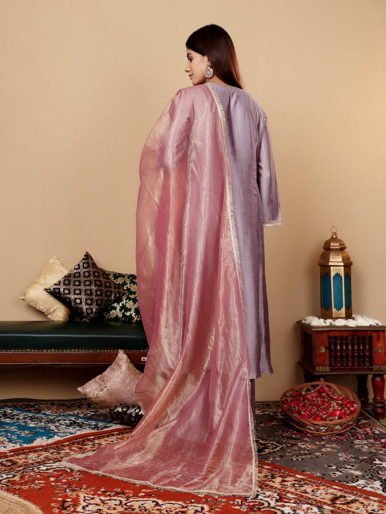 Varanga Women Lavender Zari Lace Embellished Anarkali Kurta With ...